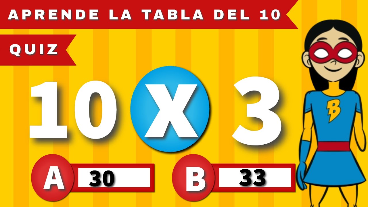 Tabla de Multiplicar #10, Repaso, Test, Quiz, Trivia para Niños ...