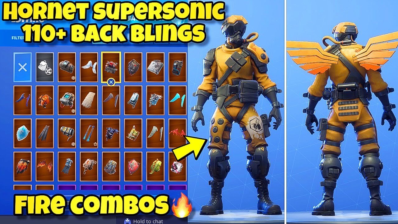 NEW "HORNET SUPERSONIC" SKIN Showcased With 110+ BACK BLINGS! Fortnite ...