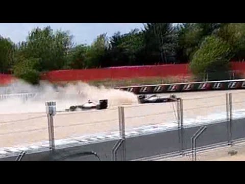 F1 CRASH MERCEDES HAMILTON & ROSBERG GP SPAIN 2016 (FOOTAGE) - YouTube