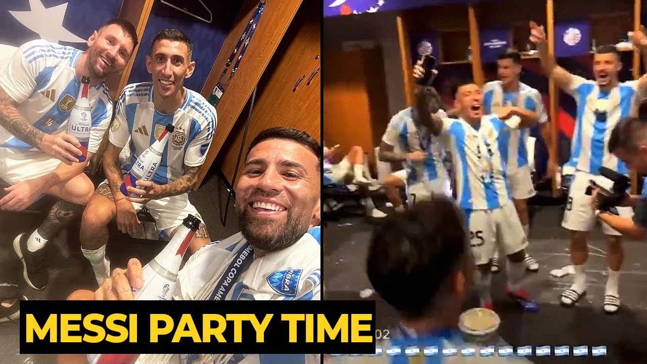 MESSI dressing room celebration after Argentina win Copa America ...