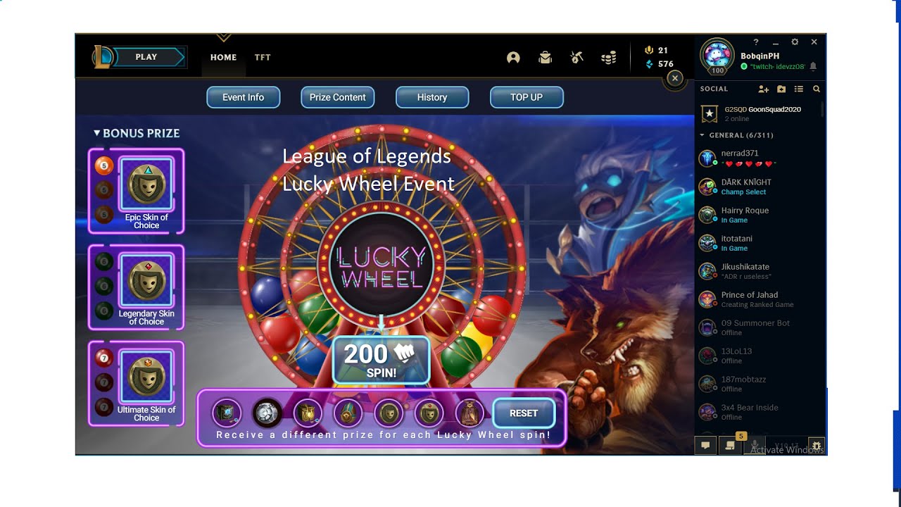 League of Legends( LUCKY WHEEL EVENT ) - YouTube