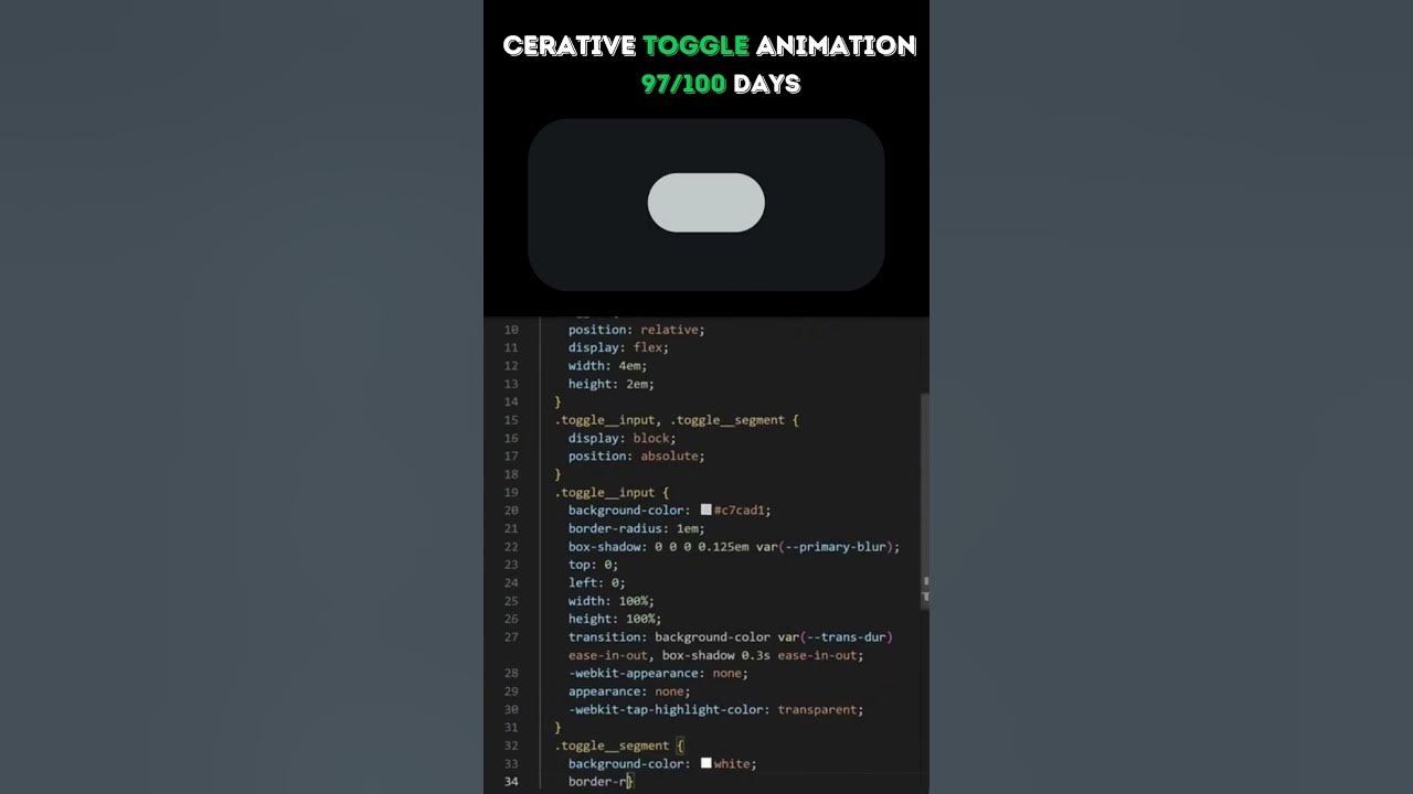 Day 097 - Css Creative Toggle Animation #codingisfun #html #shorts - YouTube