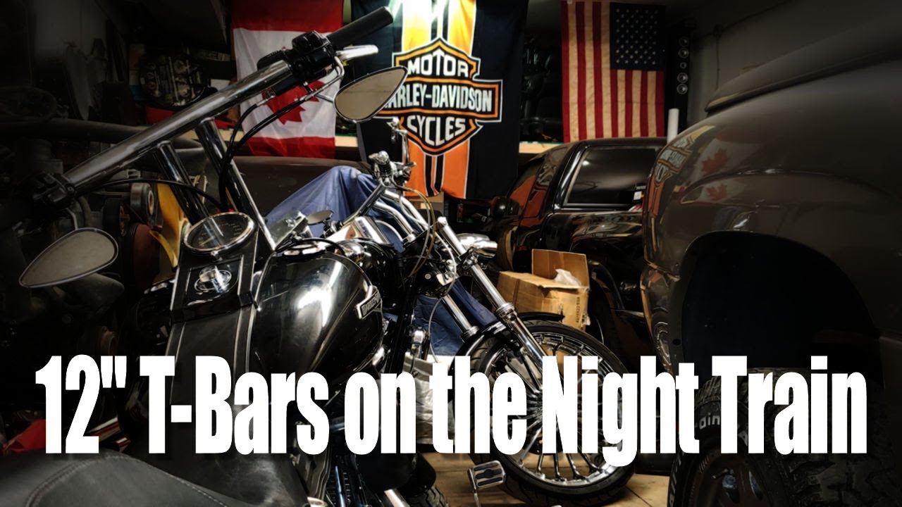 2007 Night Train gets some 12" T-Bars - YouTube