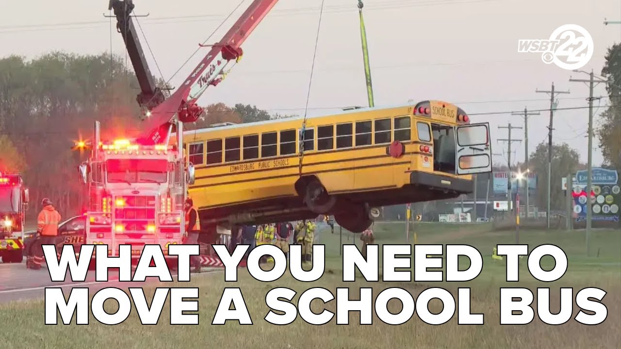 Watch: Moving a school bus after a crash, no injuries reported - YouTube