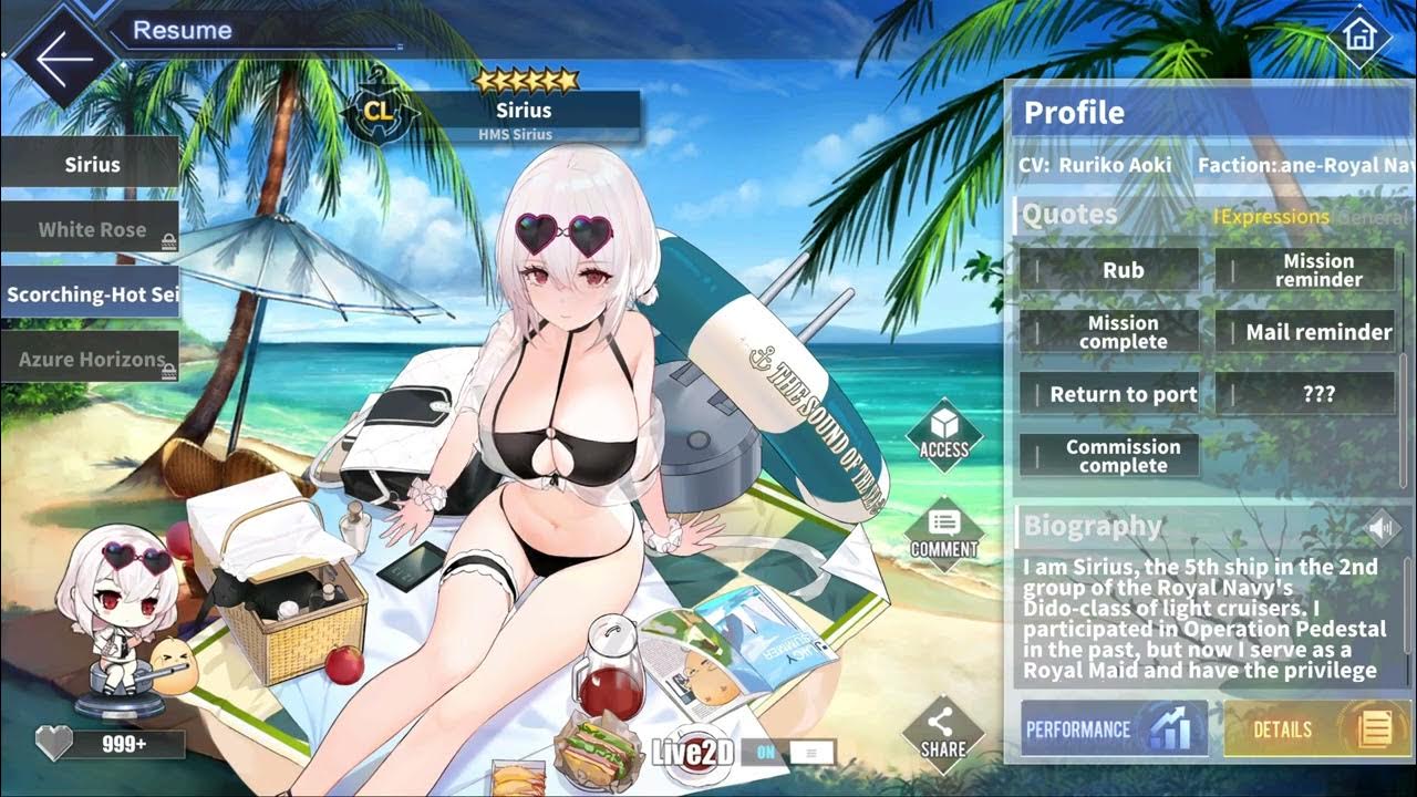Azur Lane: Sirius L2D Skin [Scorching-Hot Seirios] (Black Friday Akashi's Fire Sale 2022) - YouTube