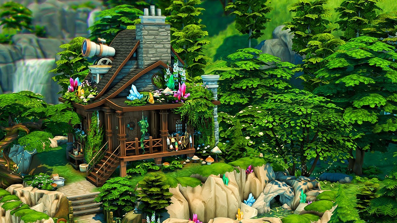Magical Forest Cottage 💎 \\ The Sims 4: Speed Build - YouTube