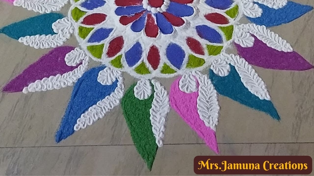 Saraswathi Pooja Rangoli | Perfect Flower Rangoli | Mrs.Jamuna ...