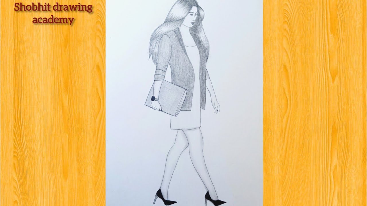 How to draw a girl walking | Step by Step pencil sketch for beginner ...