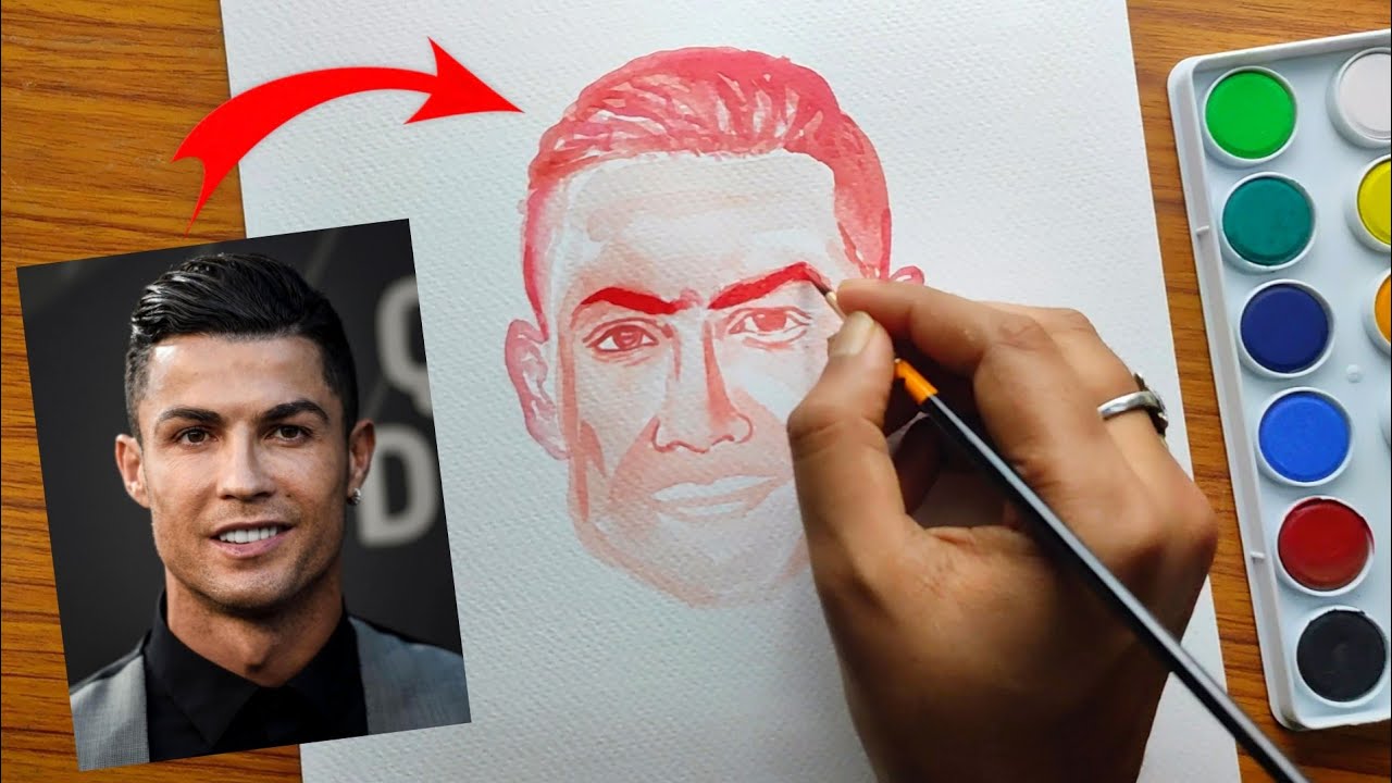 Cristiano Ronaldo Drawing Easy Watercolor | FIFA World Cup 2022 | How ...