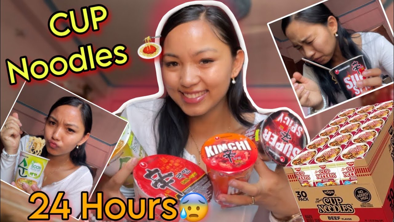 Eating Only Cup Noodles For 24 Hours😰🍝 Food Challenge😍eating All