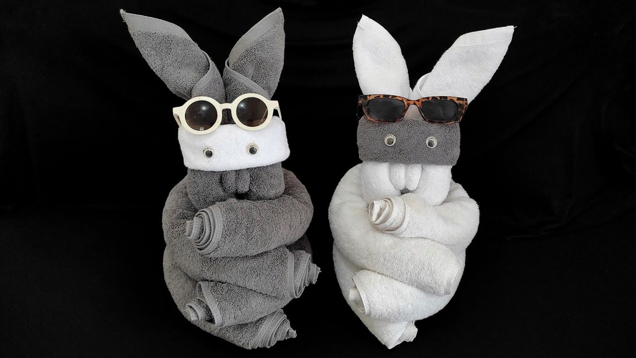 How to Make Cute Rabbit out of towel | Towel Folding Bunny | Towel ...