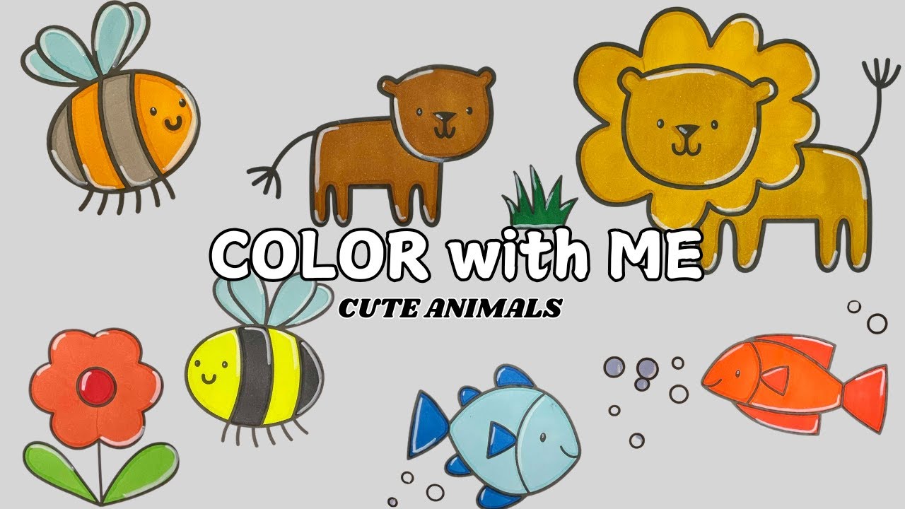 Relaxing Coloring ASMR | Cute Animals with Calming Sounds 🐠🦁🐝 | Alcohol ...