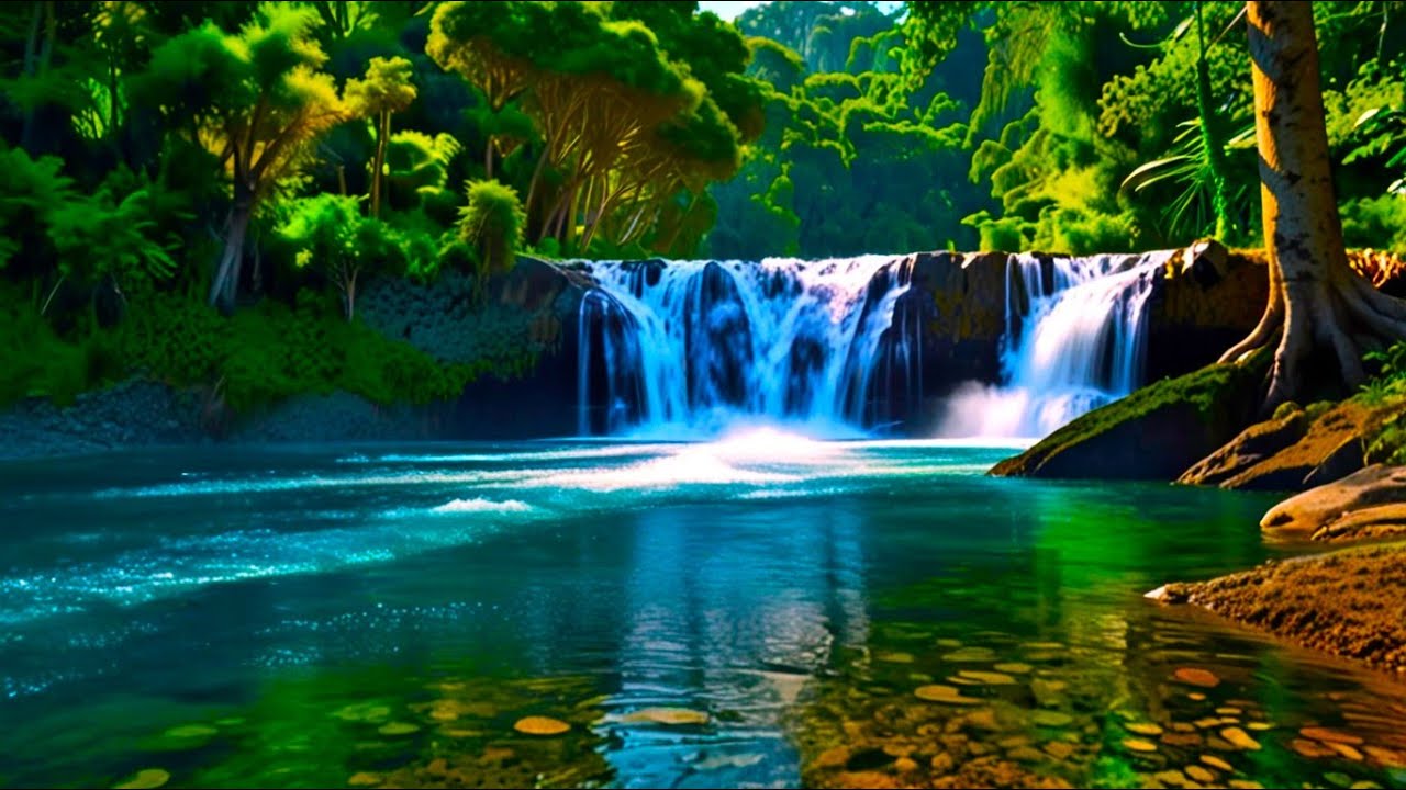 Soft Soothing Waterfall Sounds in the forest, Sound of Waterfalls ...