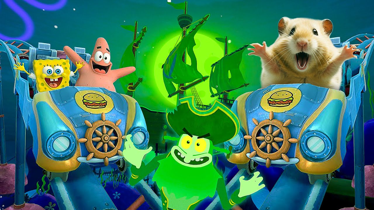 Hamster in Roller Coaster Maze with SpongeBob Ghost Maze - YouTube