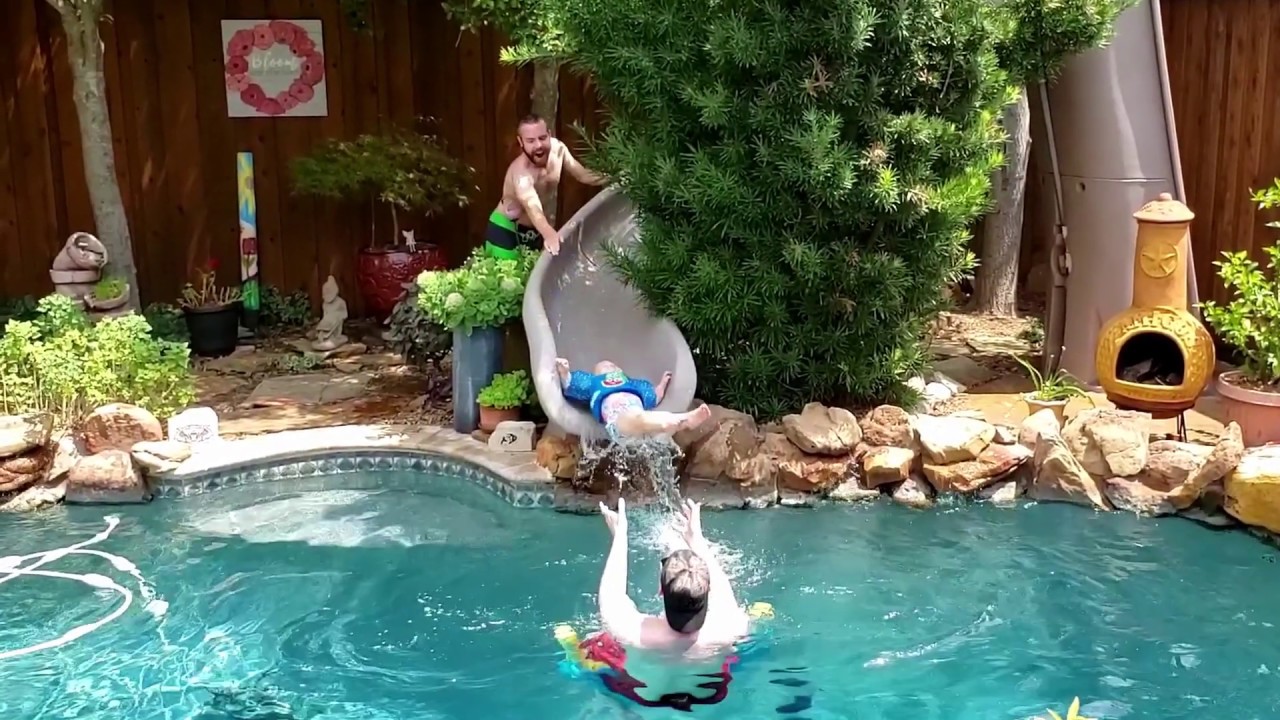 Addie & Jill Water Slide 7-2-20 - YouTube