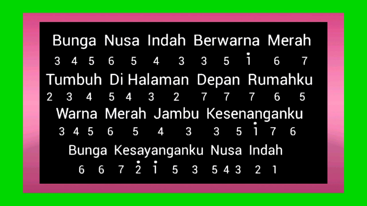 NOT ANGKA RECORDER LAGU "BUNGA NUSA INDAH" - YouTube