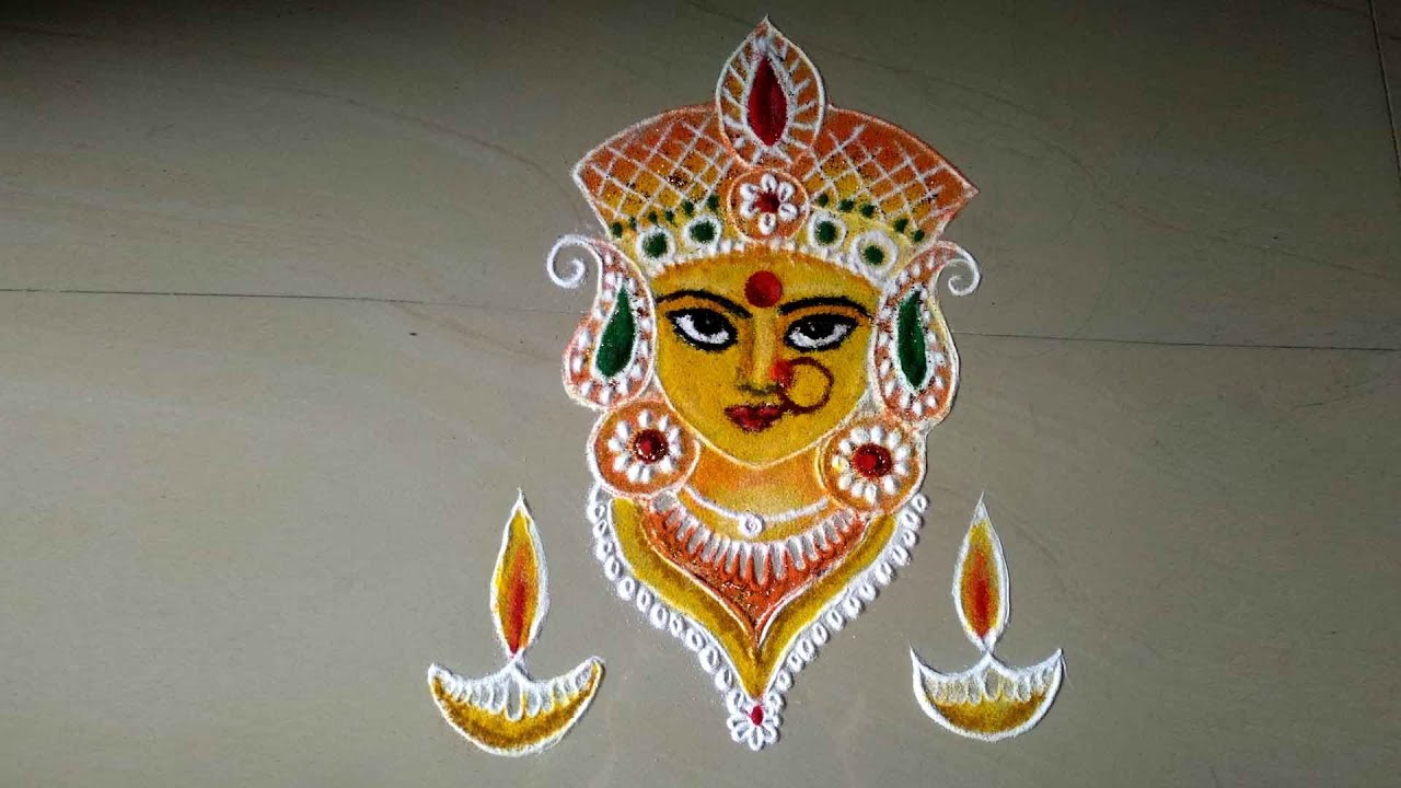 Navarathri special Maa Durga rangoli design l Durga pooja kolam l ...