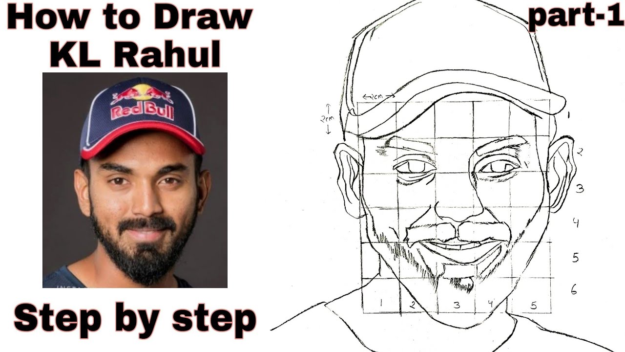 How to draw KL Rahul Step by Step inspired by Shubham Dogra | Dream 11 ...