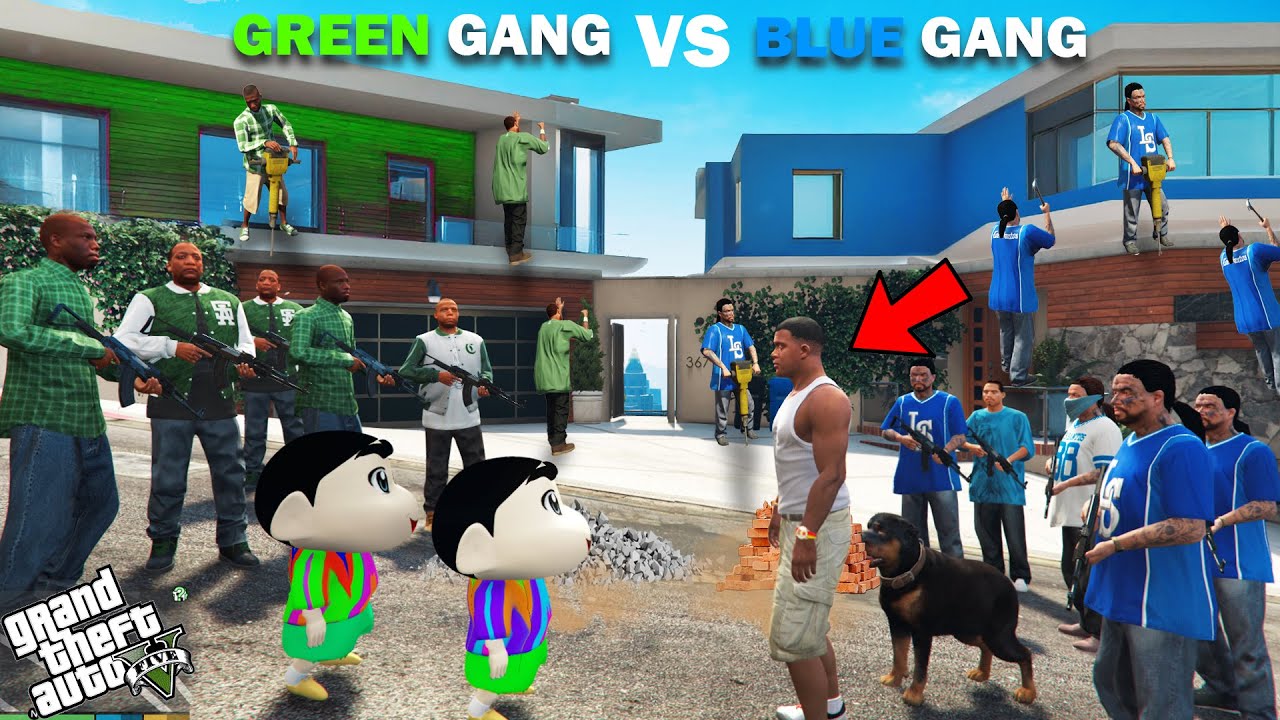 Franklin Blue Gang VS Shinchan Green Gang Base In GTA 5! - YouTube