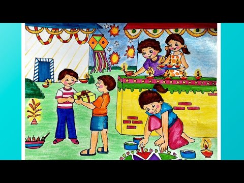 diwali festival drawing /how to draw diwali / drawing of diwali ...