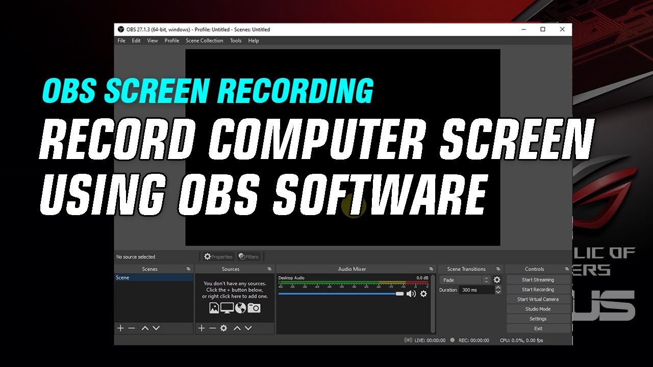 How To Record Computer Laptop Screen Using OBS Software - YouTube