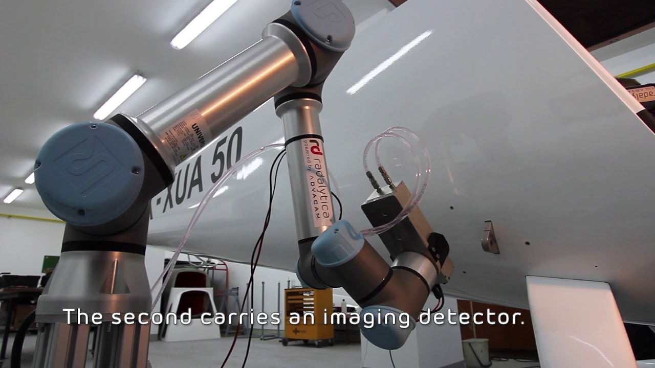 Robotic X-ray scanning of AL600 light aircraft - YouTube