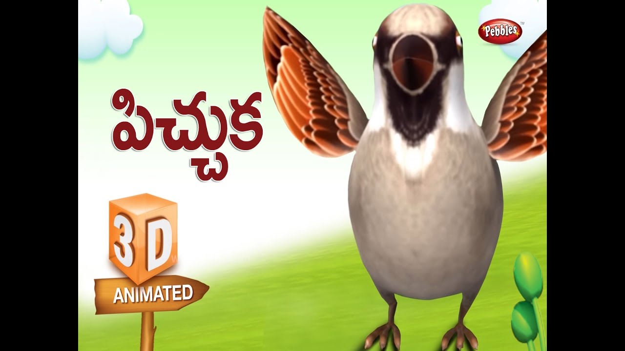 Sparrow Rhyme in Telugu | పిచుక పాట | Bird Rhymes for kids in Telugu ...