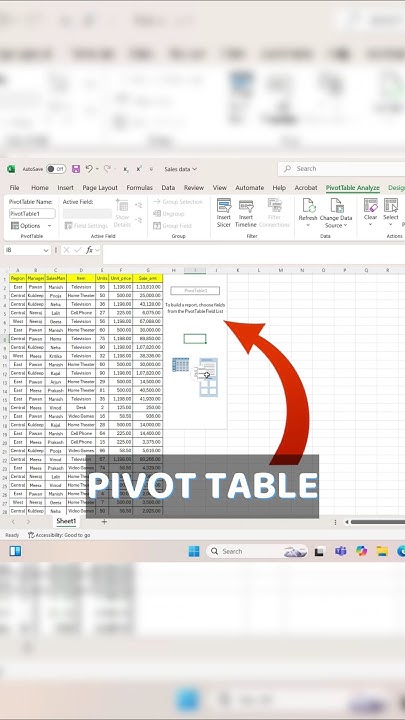 Ms Excel Shortcuts : Pivot Table kese banaye #excel #excelshortcuts #exceltips #shorts - YouTube