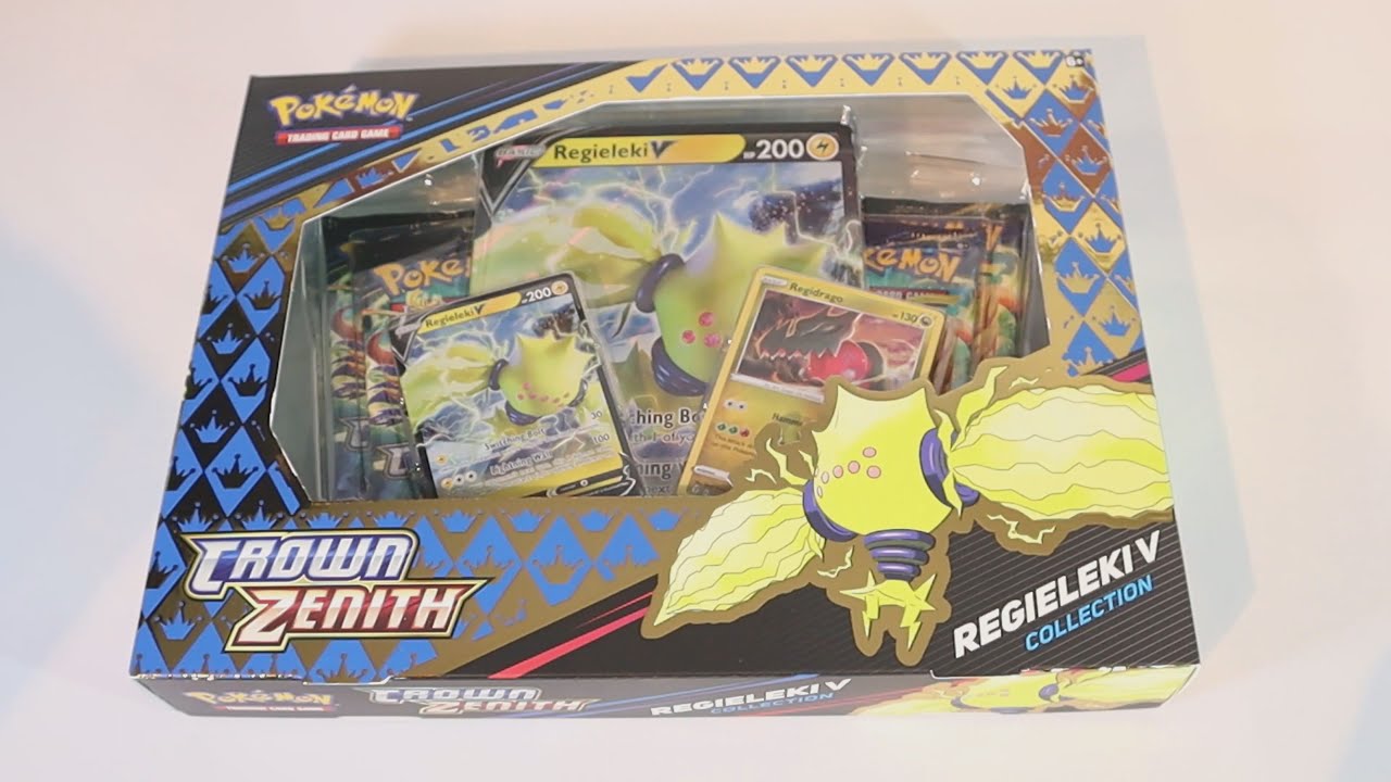 Pokémon TCG Crown Zenith Regieleki V Collection Box - YouTube