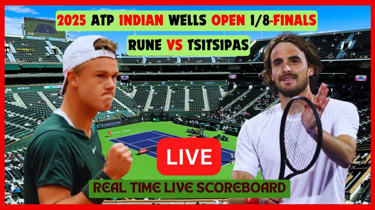 Holger Rune Vs Stefanos Tsitsipas LIVE Score UPDATE 2025 ATP Indian ...