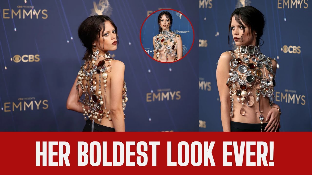 Jenna Ortega Stuns in Nearly Naked Jewel Top at 2025 Emmys - YouTube