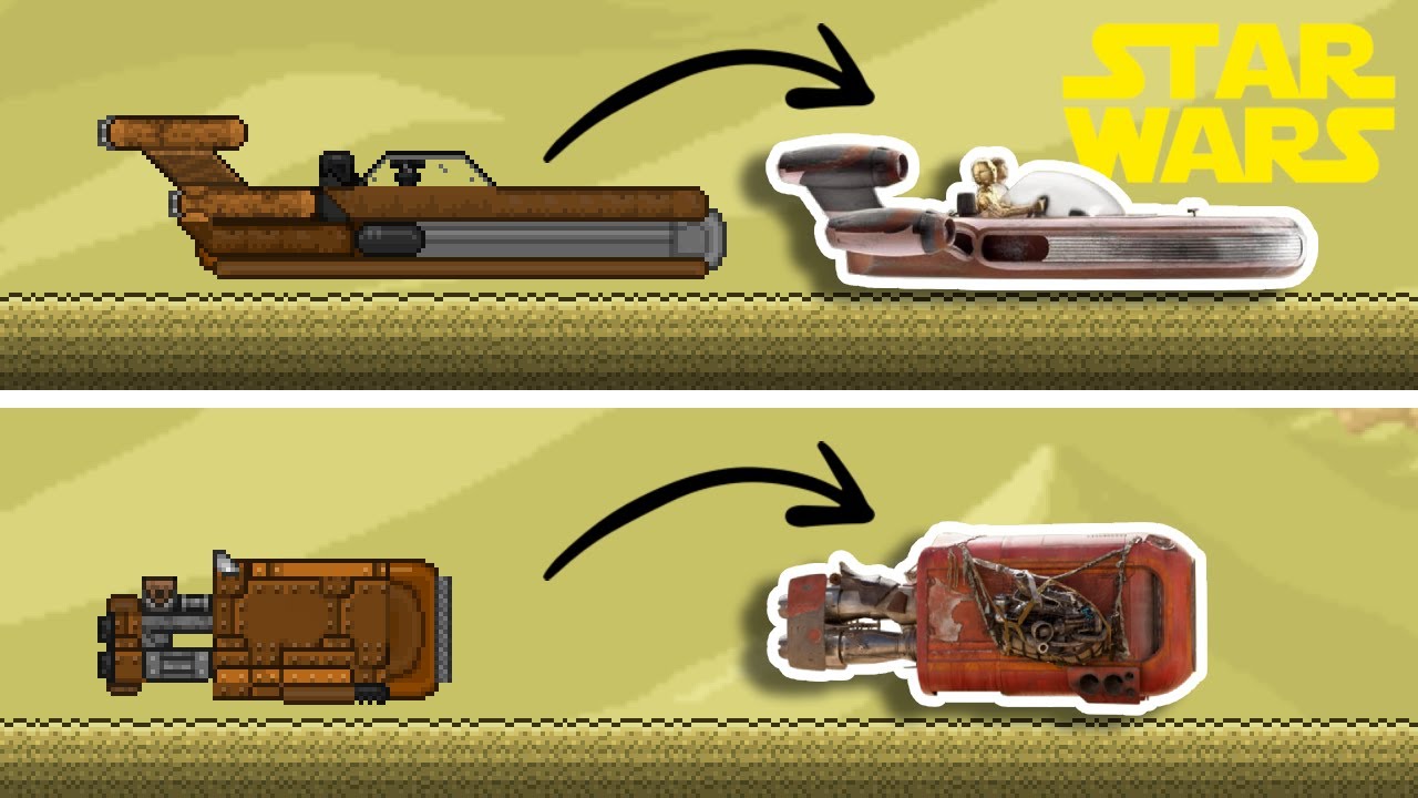 X-34 Landspeeder & Rey's Speeder | Star Wars | Terraria Build Tutorial ...