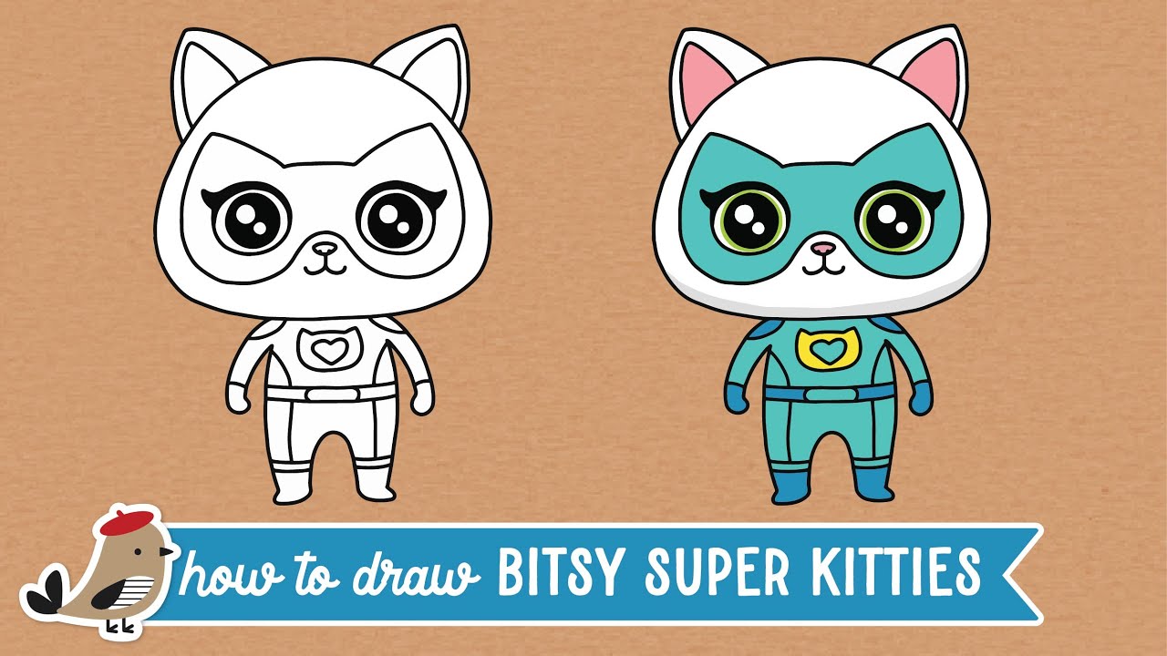 How To Draw Bitsy from SuperKitties | Easy Drawing For Kids - YouTube