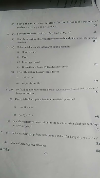 M.sc. 1st sem Mathematics Discrete mathematics 2024 question paper ...
