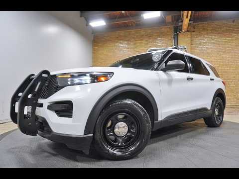 2020 Ford Explorer AWD, White, Red/Blue Lightbar and LED Lights, 86k Miles, Stk: R-7855