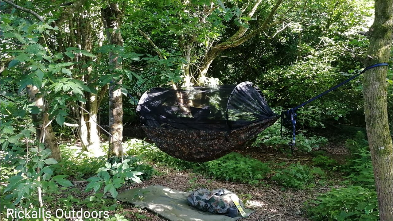 Wild DD camping UK | tarpless hammock camp in warm weather - YouTube