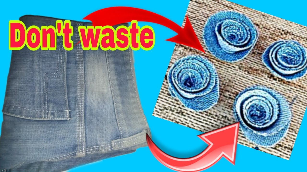 How to make denim flowers easy tutorial| Denim flower Diy make flowers ...