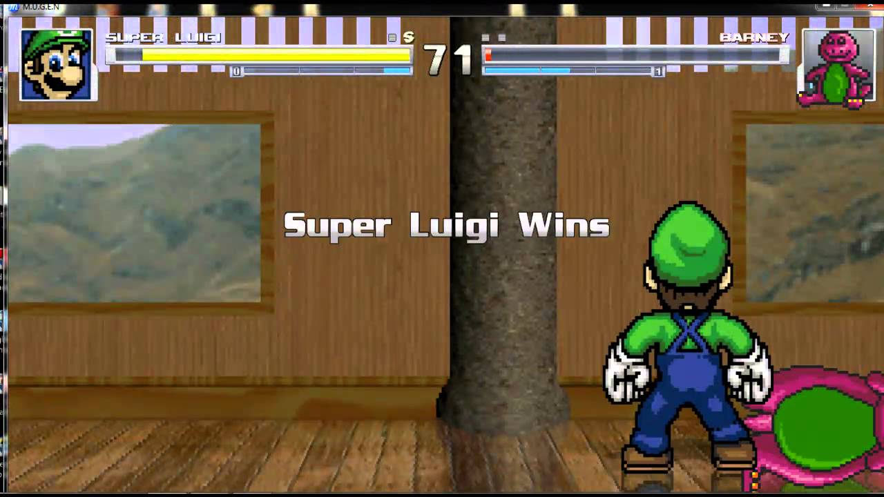 Mugen - Super Luigi vs Barney the Dinosaur - YouTube