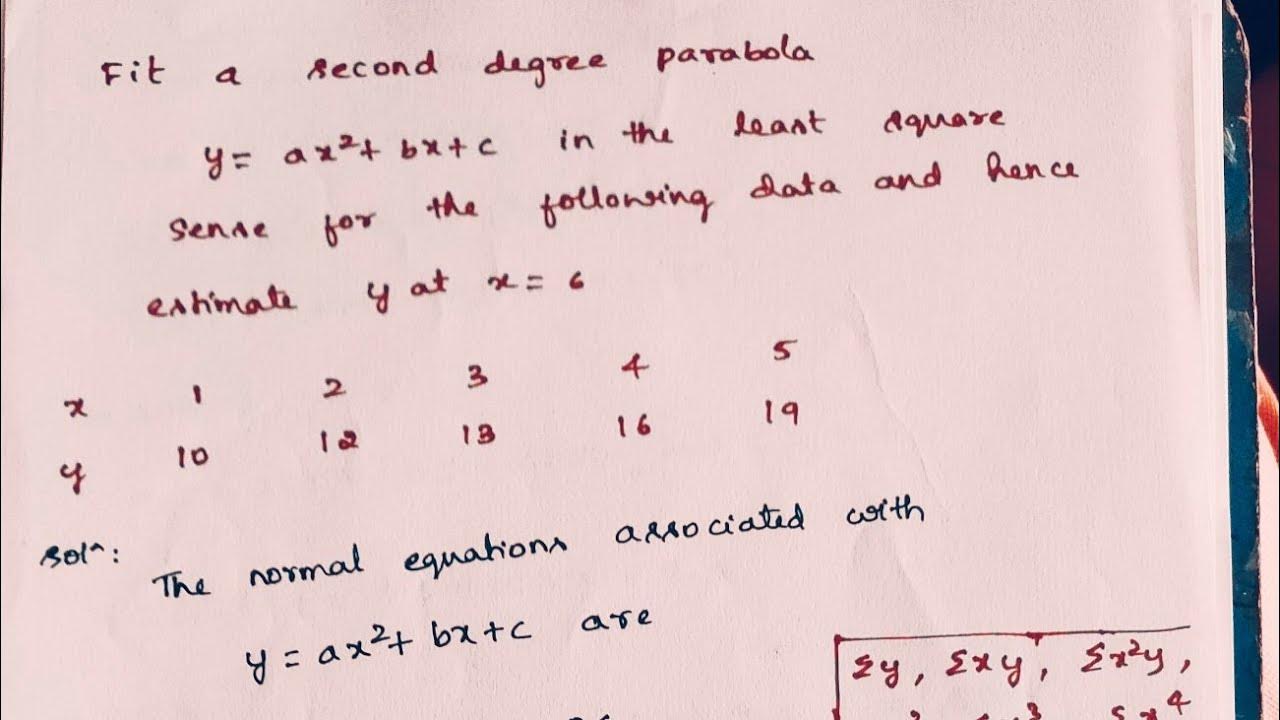 Curve Fitting Fitting Parabola Part 8 Youtube