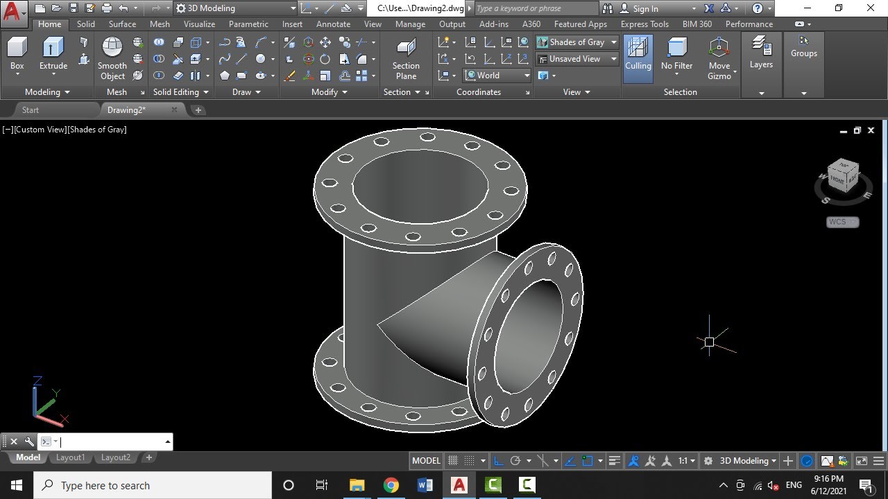 Making a 3d pipe joint in Autocad || Autocad project - YouTube