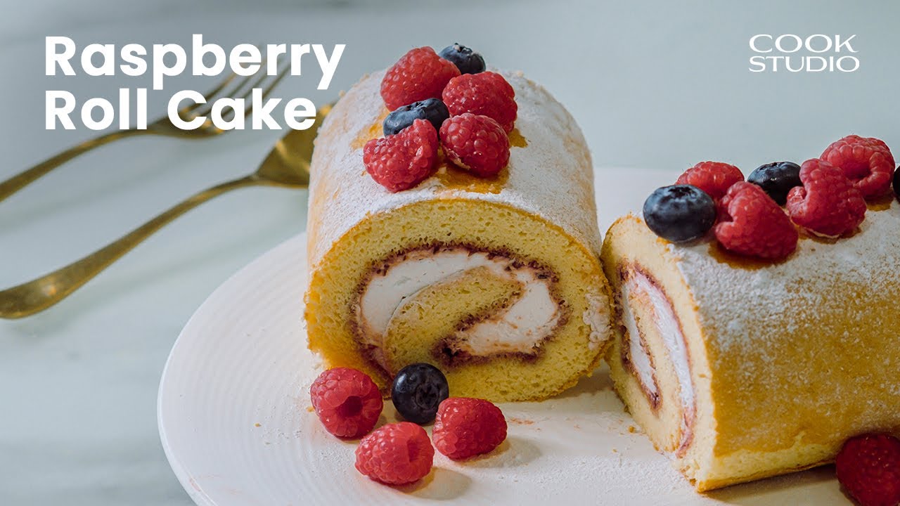 Raspberry Roll Cake Recipe | Yummy & delicious cake | 4K | Cook Studio ...