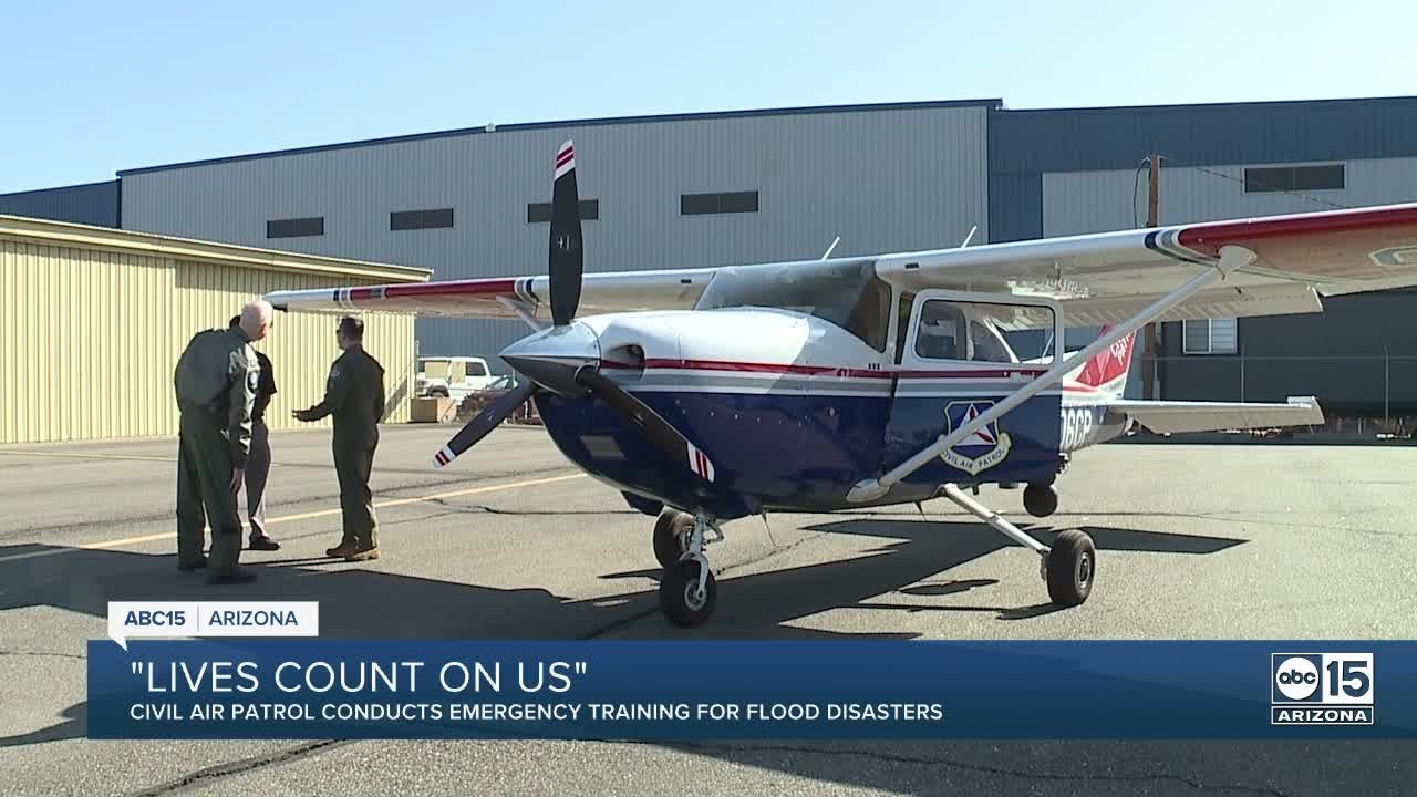 Civil Air Patrol training in event of an emergency, including flood ...