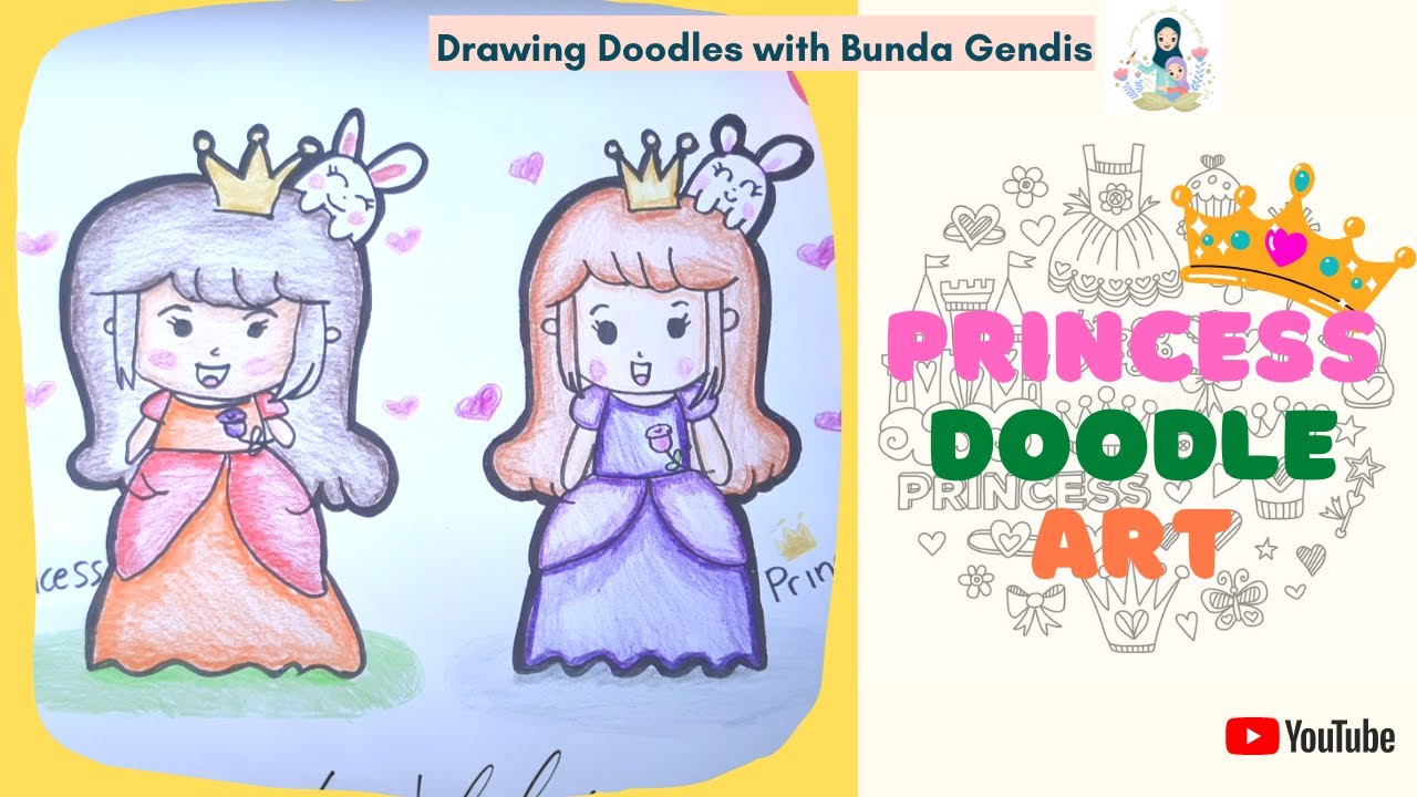 Belajar Menggambar Doodle Art - Princess Doodle Art - YouTube