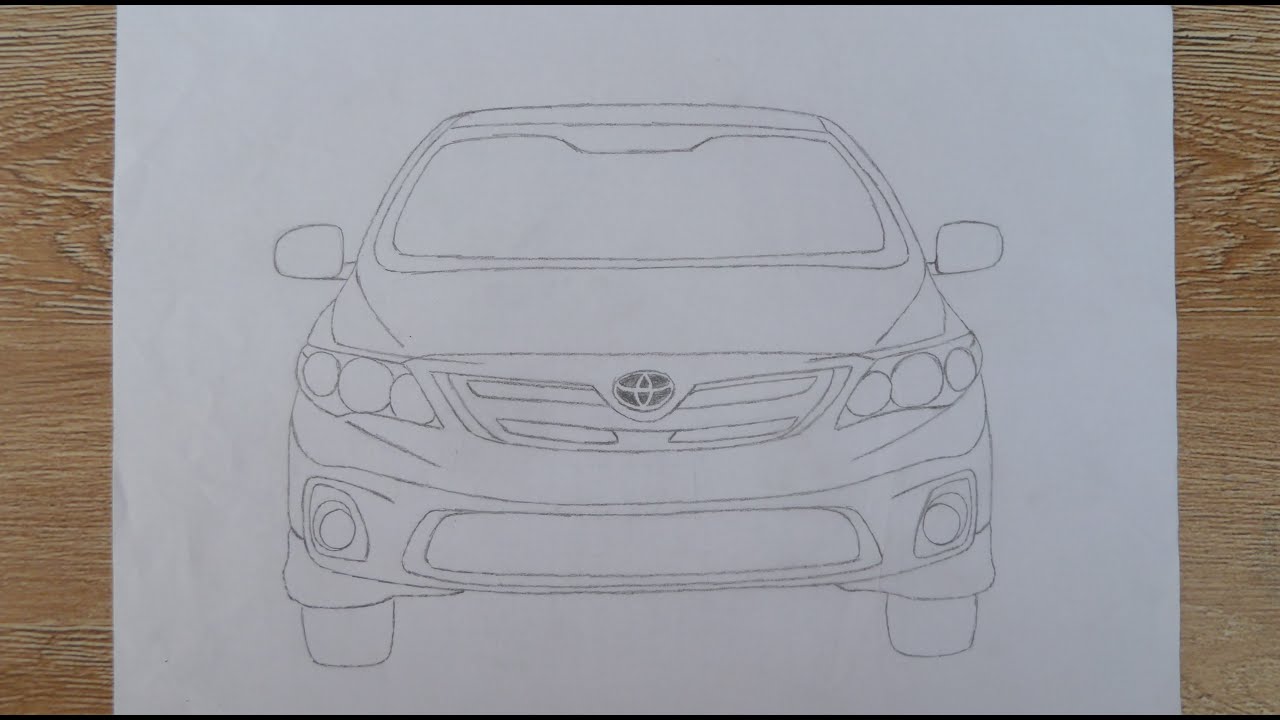How to draw a front of toyota corolla GLI 2014 - YouTube