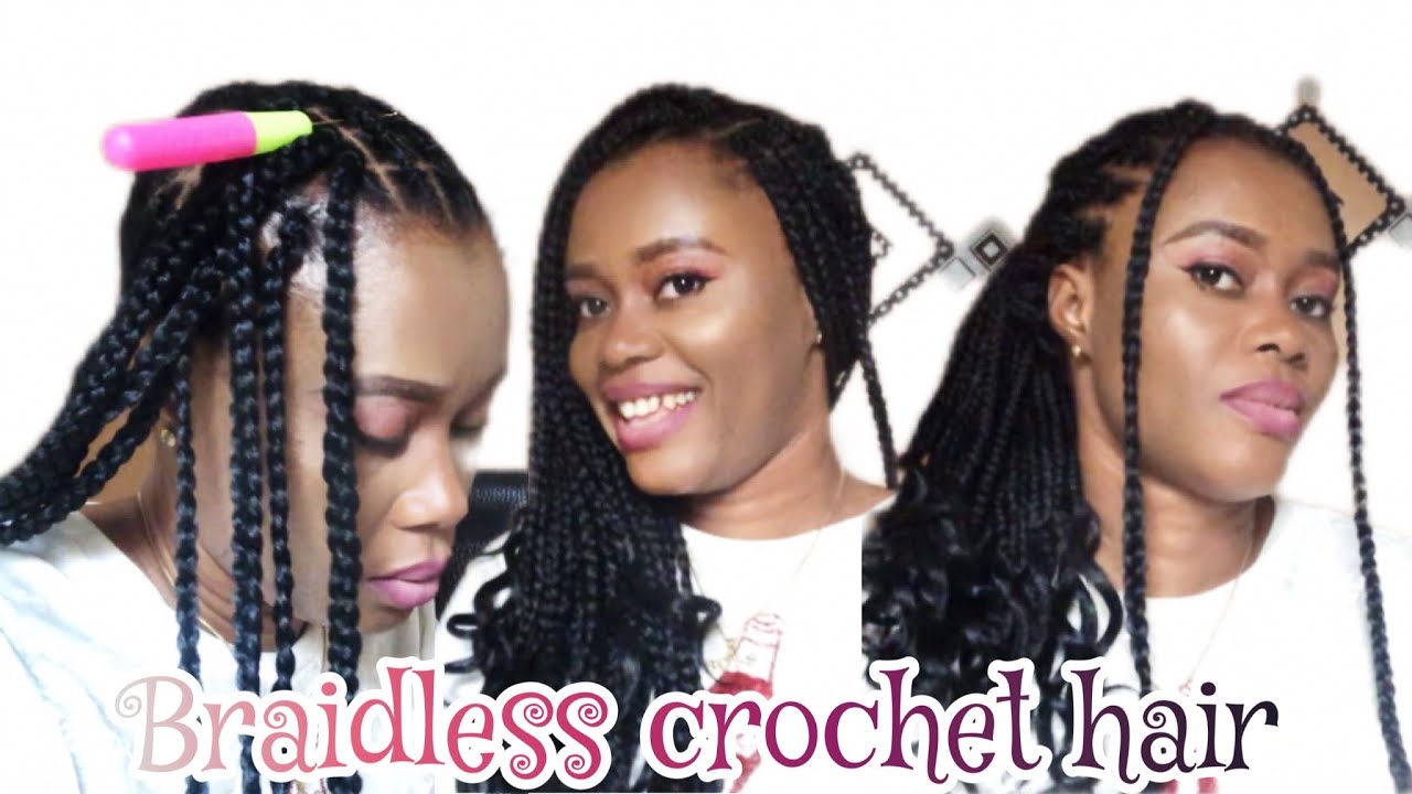 QUICK AND EASY NATURAL LOOKING BRAIDLESS CROCHET HAIR - YouTube
