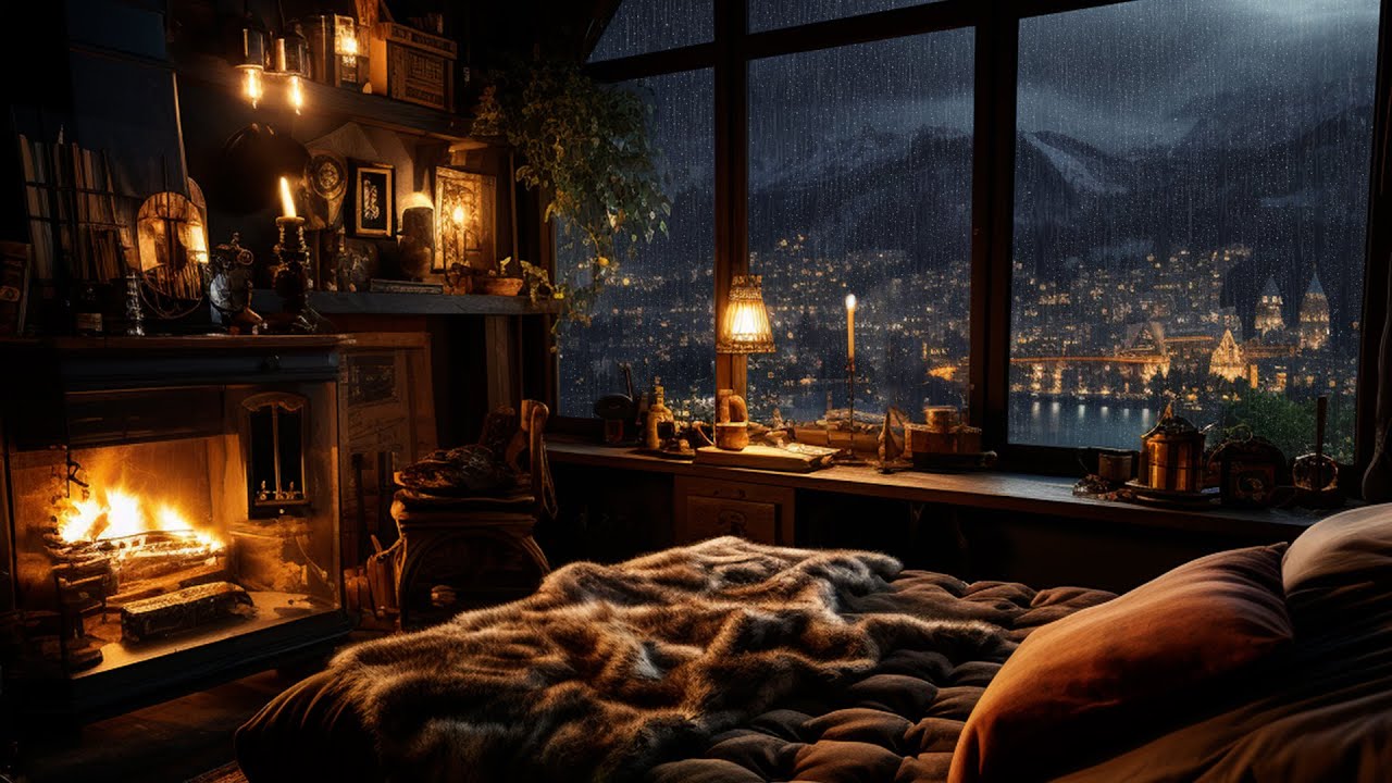 Fireplace And Rain Sounds | Cozy Fireplace And Soothing Rain Sounds For ...