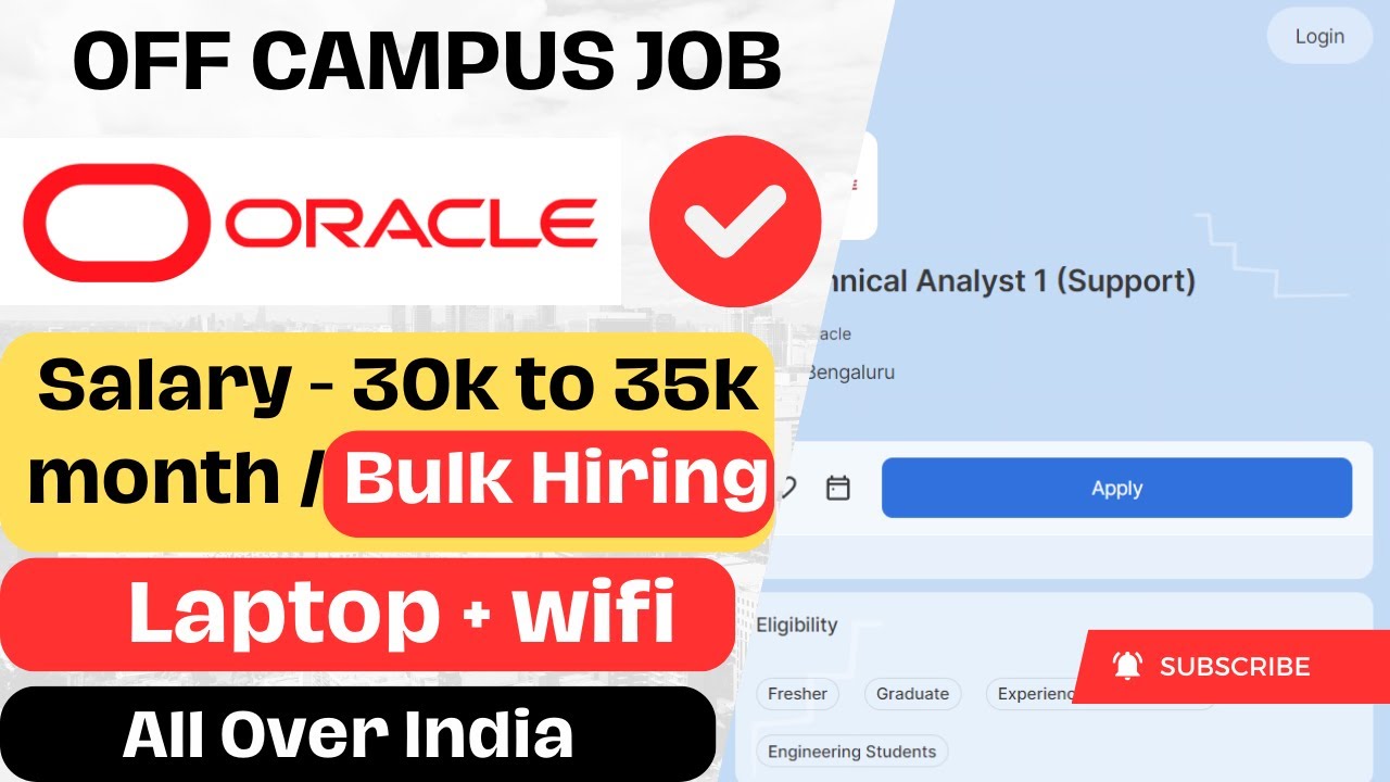 Oracle Recruitment 2024 | Oracle Hiring | Off Campus Jobs | Freshers Jobs | Salary - 5LPA - YouTube