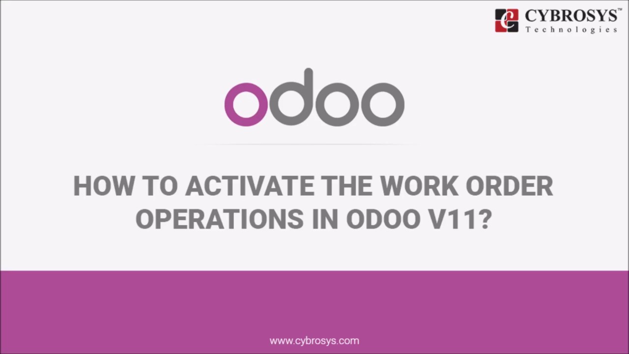 How to Activate the Work order operations in Odoo v11 - YouTube