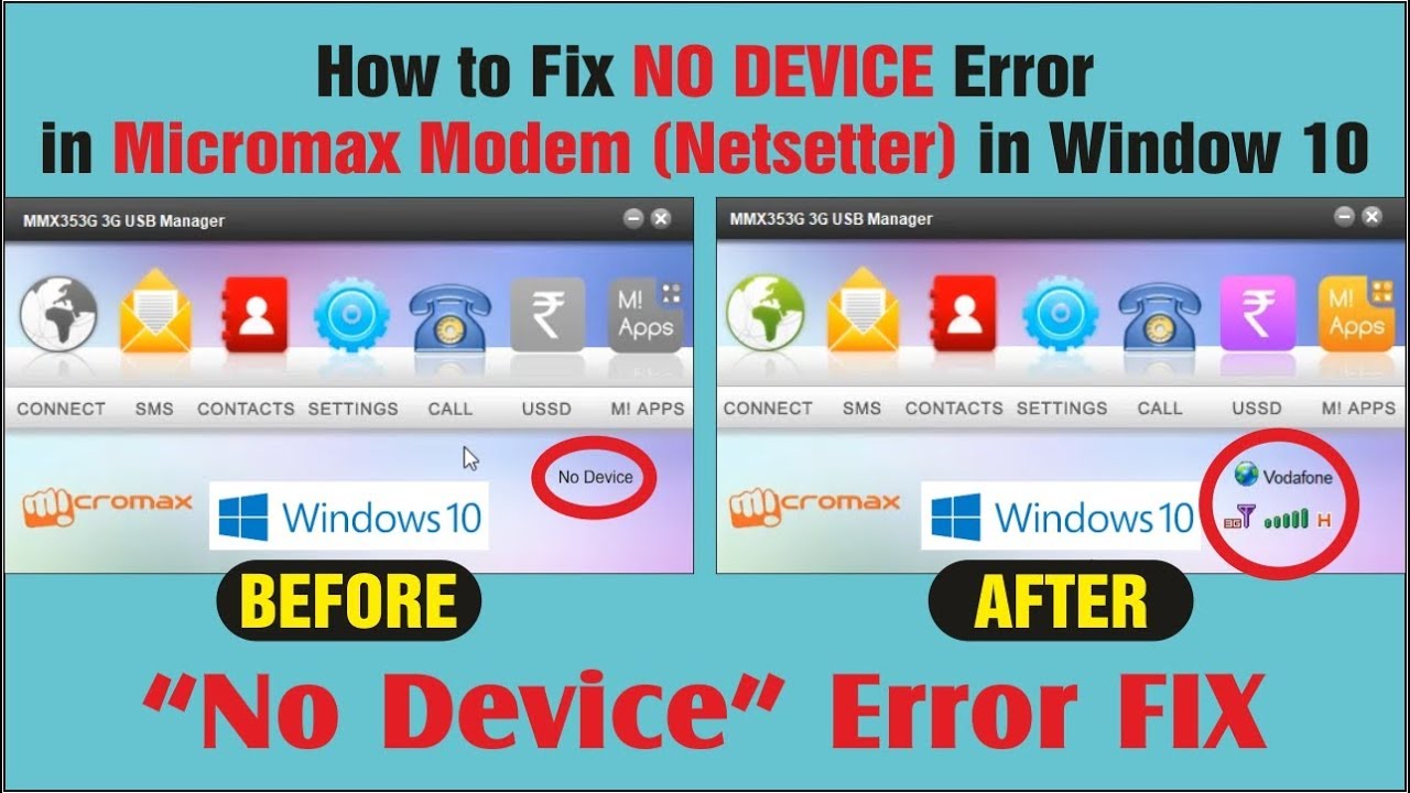 How to Fix NO DEVICE Error in Micromax Modem (Netsetter) in Window 10 ...