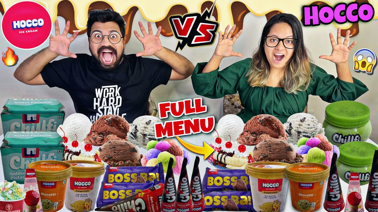 HOCCO ICE CREAM FULL MENU EATING CHALLENGE🥶HOCCO ICE CREAM ALL FLAVOURS ...